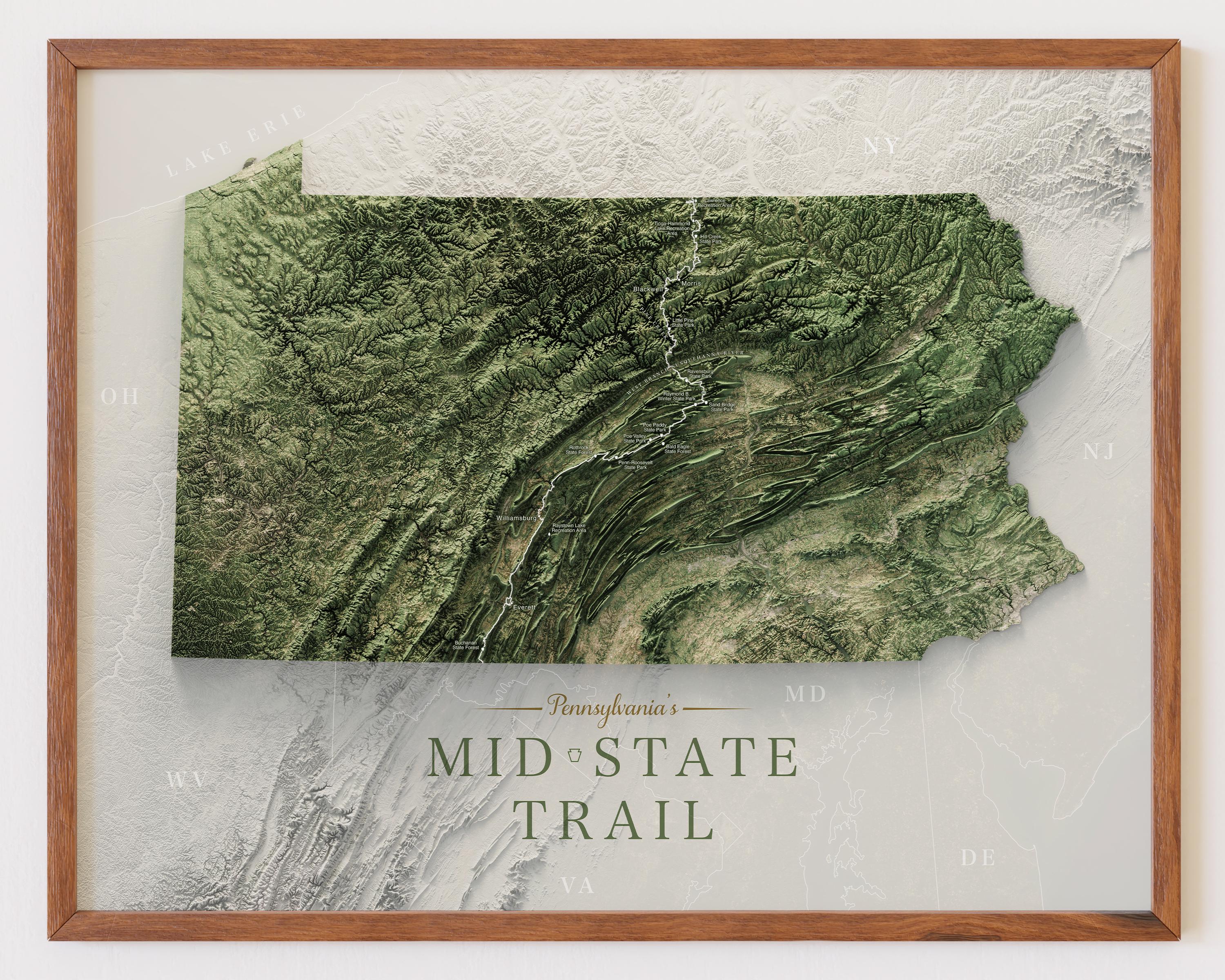 Pennsylvania Mid State Trail Hiking Map Print: PA Mid State Thru Hiker ...