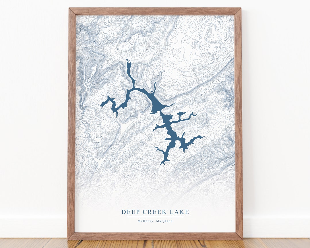 Deep Creek Lake Map, Topographic Map, RESERVED Print for Kim and Family ...