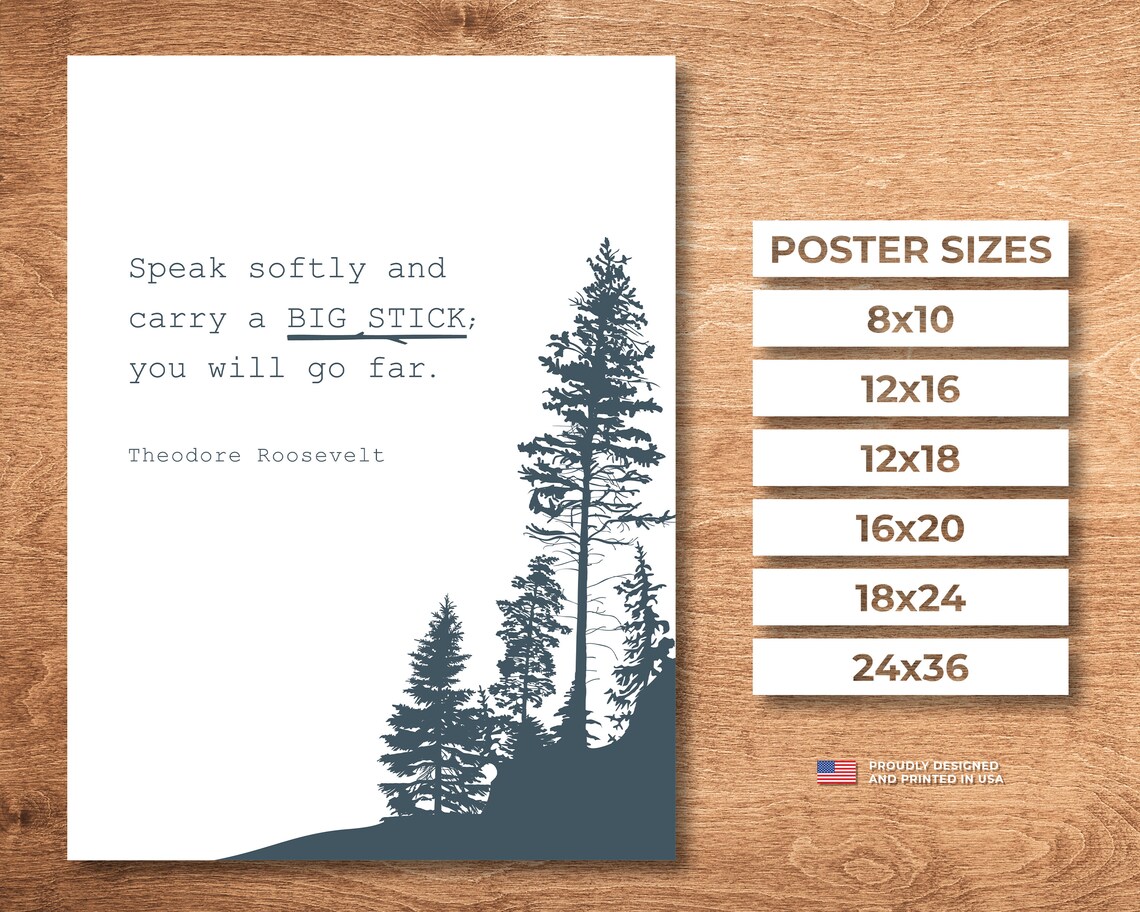Speak Softly Sign Teddy Roosevelt Quote Print Cabin Decor - Etsy