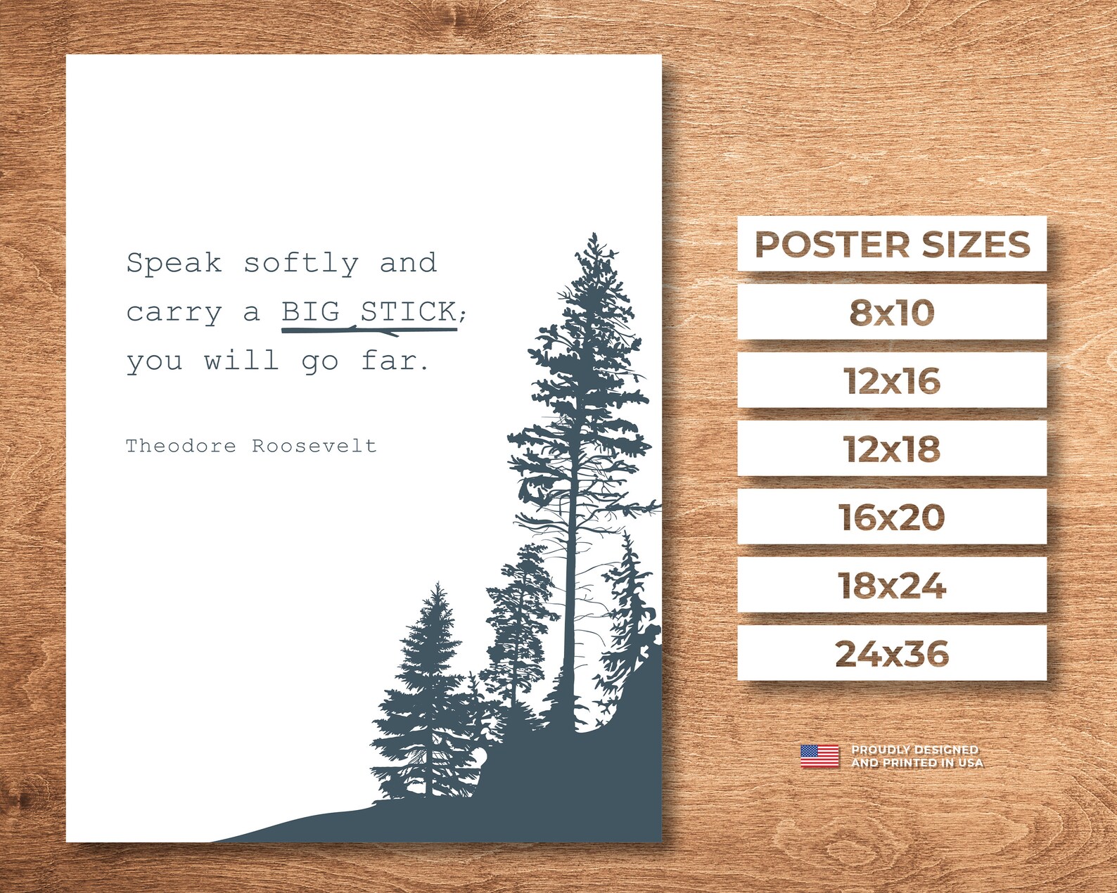 Speak Softly Sign Teddy Roosevelt Quote Print Cabin Decor - Etsy