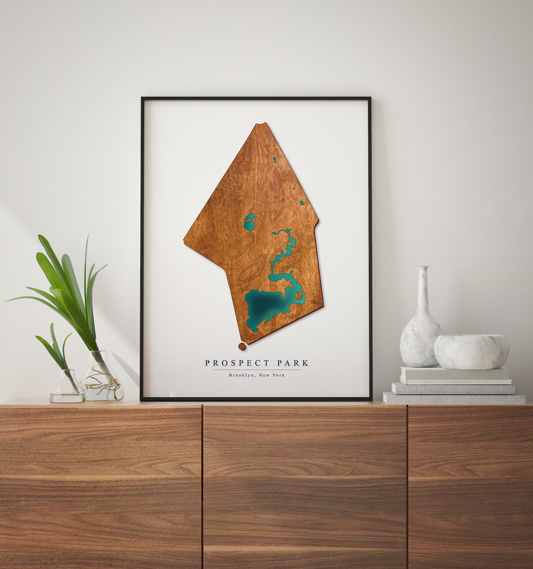 Prospect Park Map Topographic Map Wooden Style Map Brooklyn Park Map ...
