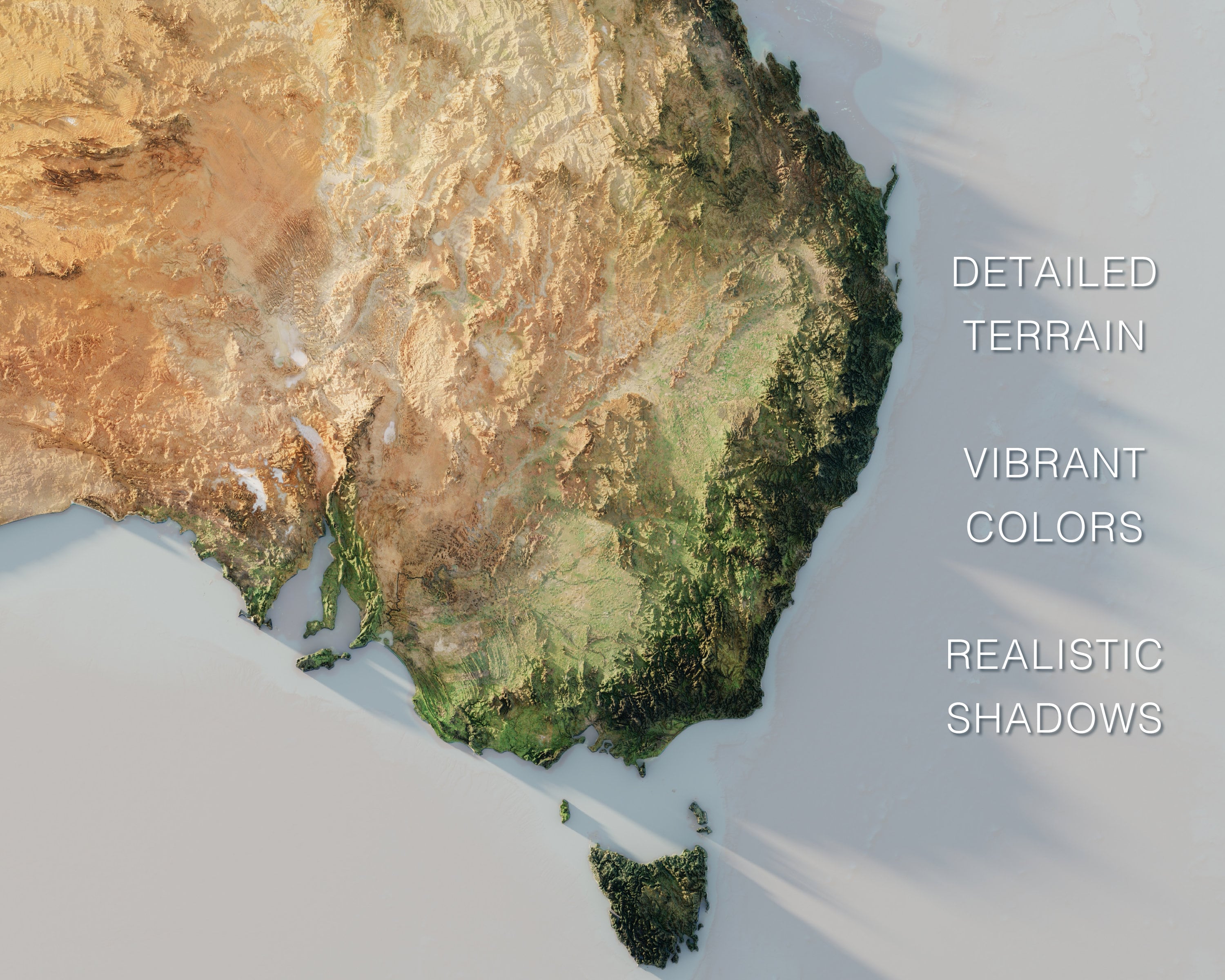 Australia Art Print Shaded Relief Map of Australia Poster - Etsy