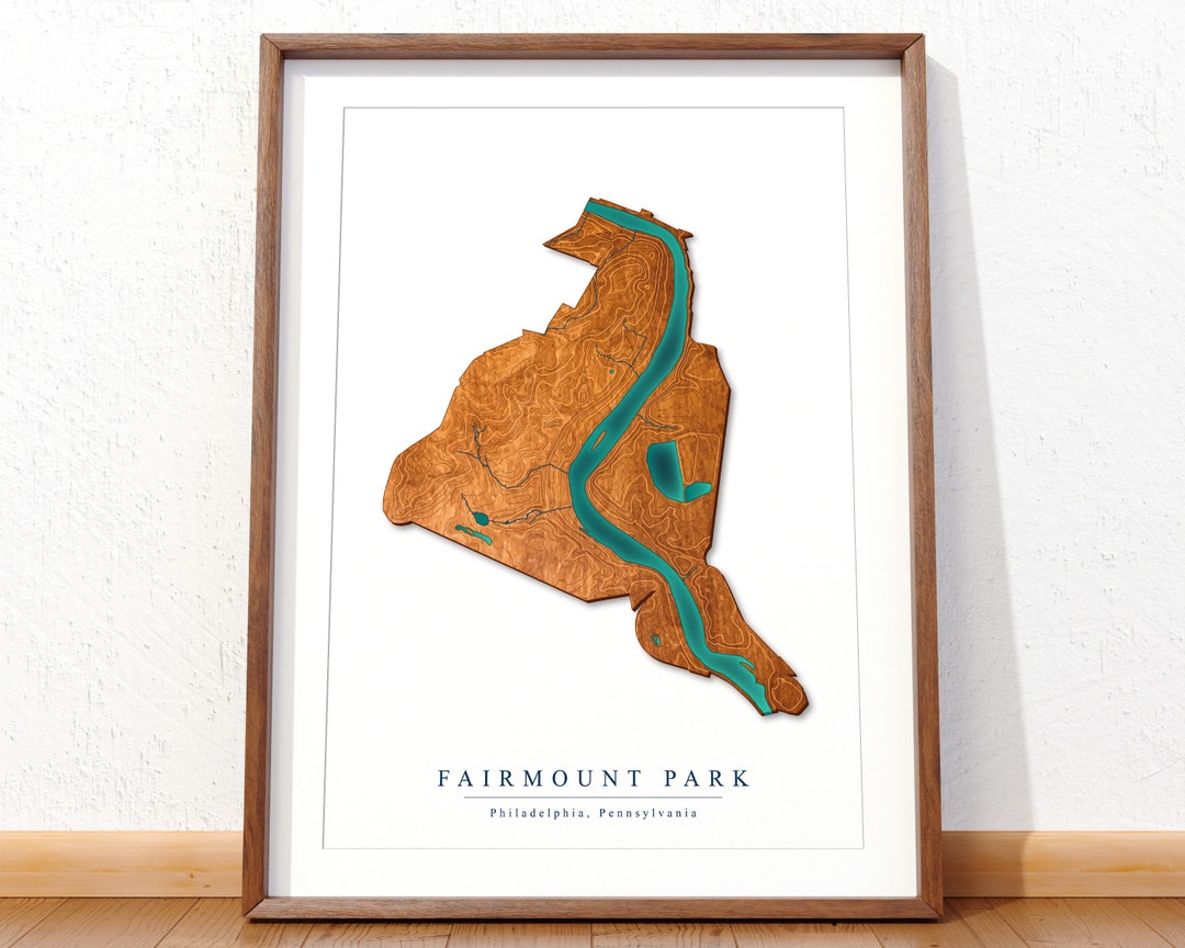 Wooden Style Fairmount Park Map | Topo Map | Fairmount Park Map ...