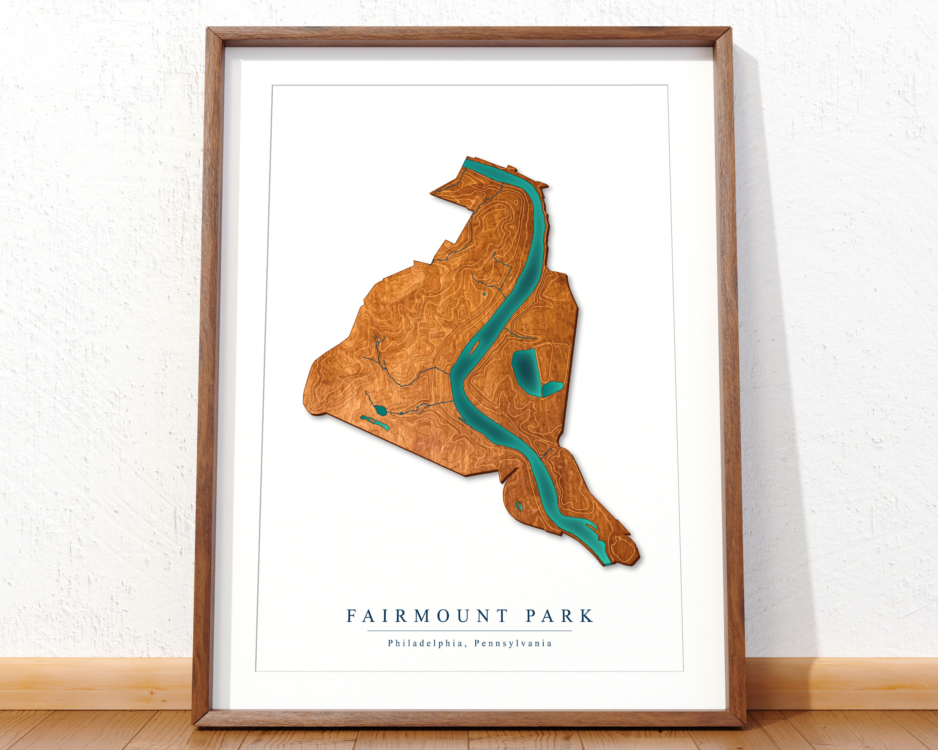 Wooden Style Fairmount Park Map | Topo Map | Fairmount Park Map ...
