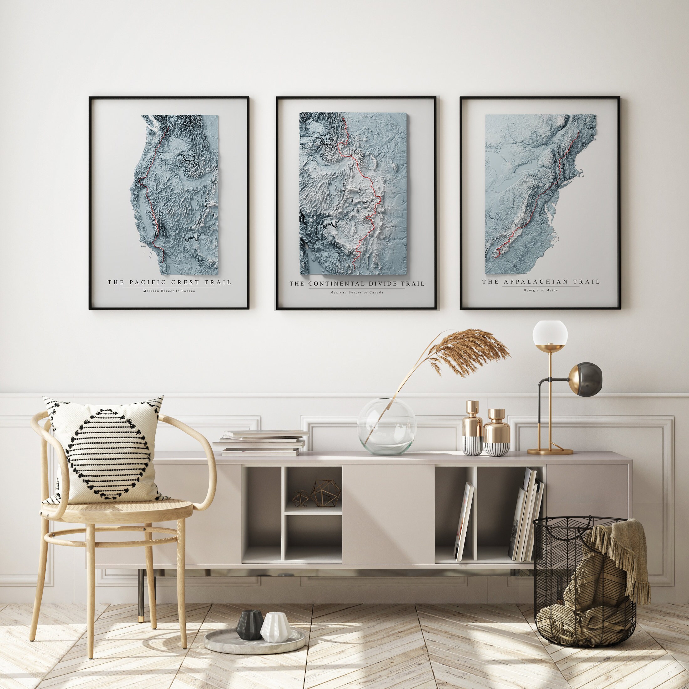 Pacific Crest Trail Map Detailed Sierra Nevada Mountain - Etsy
