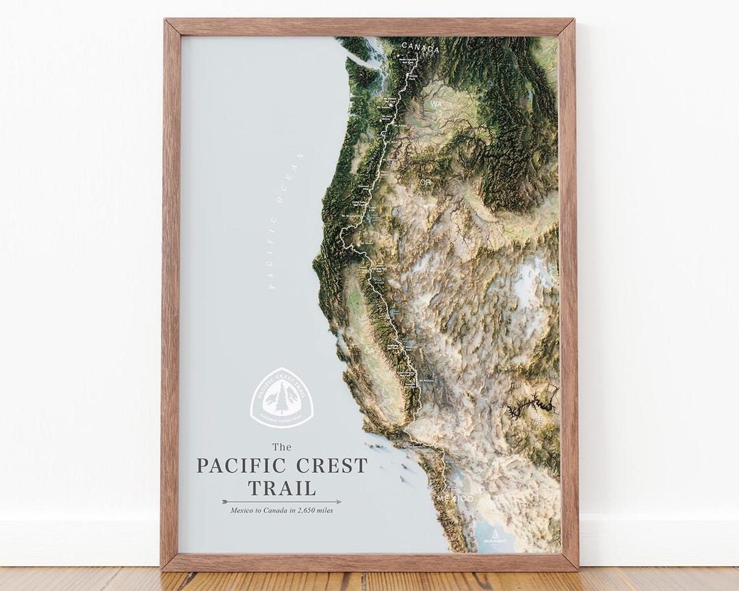 Pacific Crest Trail Map Print: Topographic PCT Thru Hiker Gift - Etsy