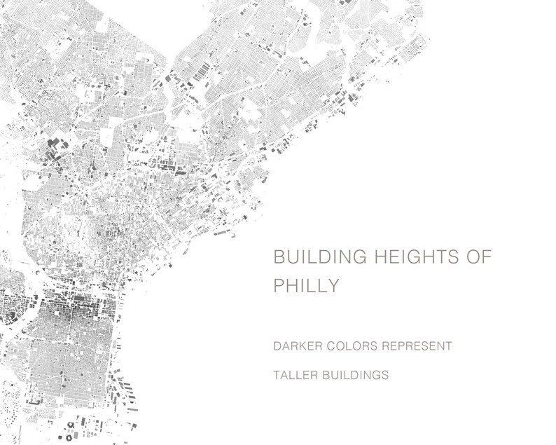 Philadelphia Map Building Height Map Pennsylvania Gifts - Etsy