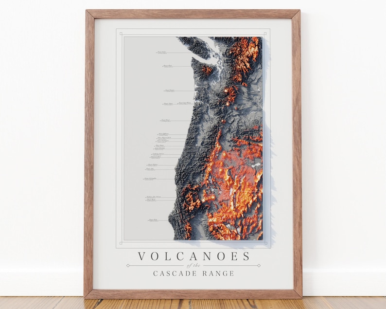 Cascade Range Volcanoes Topographic Map Print: Pacific Crest Trail ...