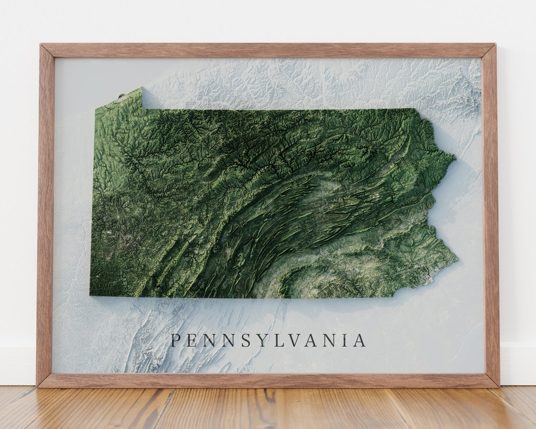 Pennsylvania Map Art Print, Topographic Map of Pennsylvania Art ...