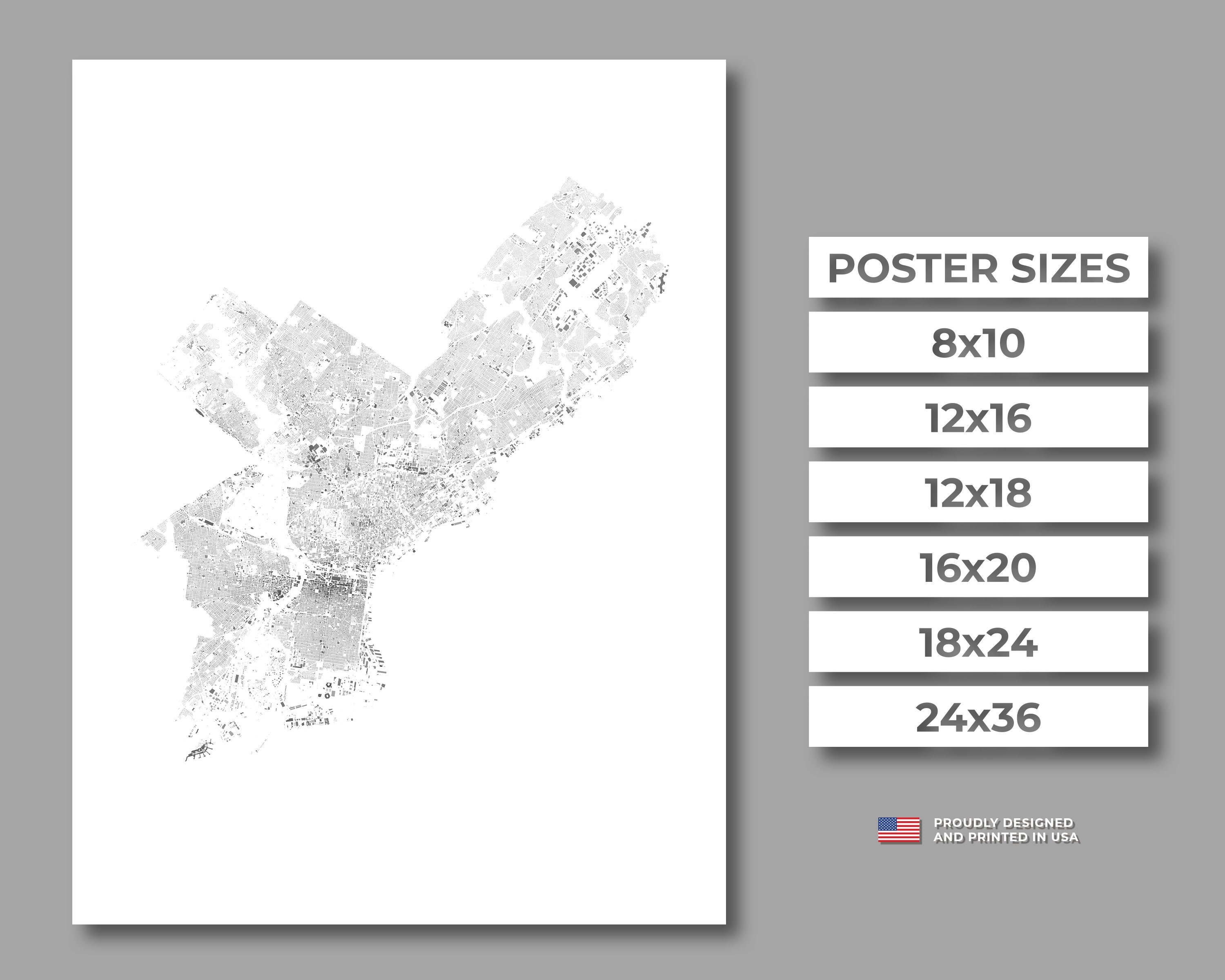 Philadelphia Map Building Height Map Pennsylvania Gifts - Etsy