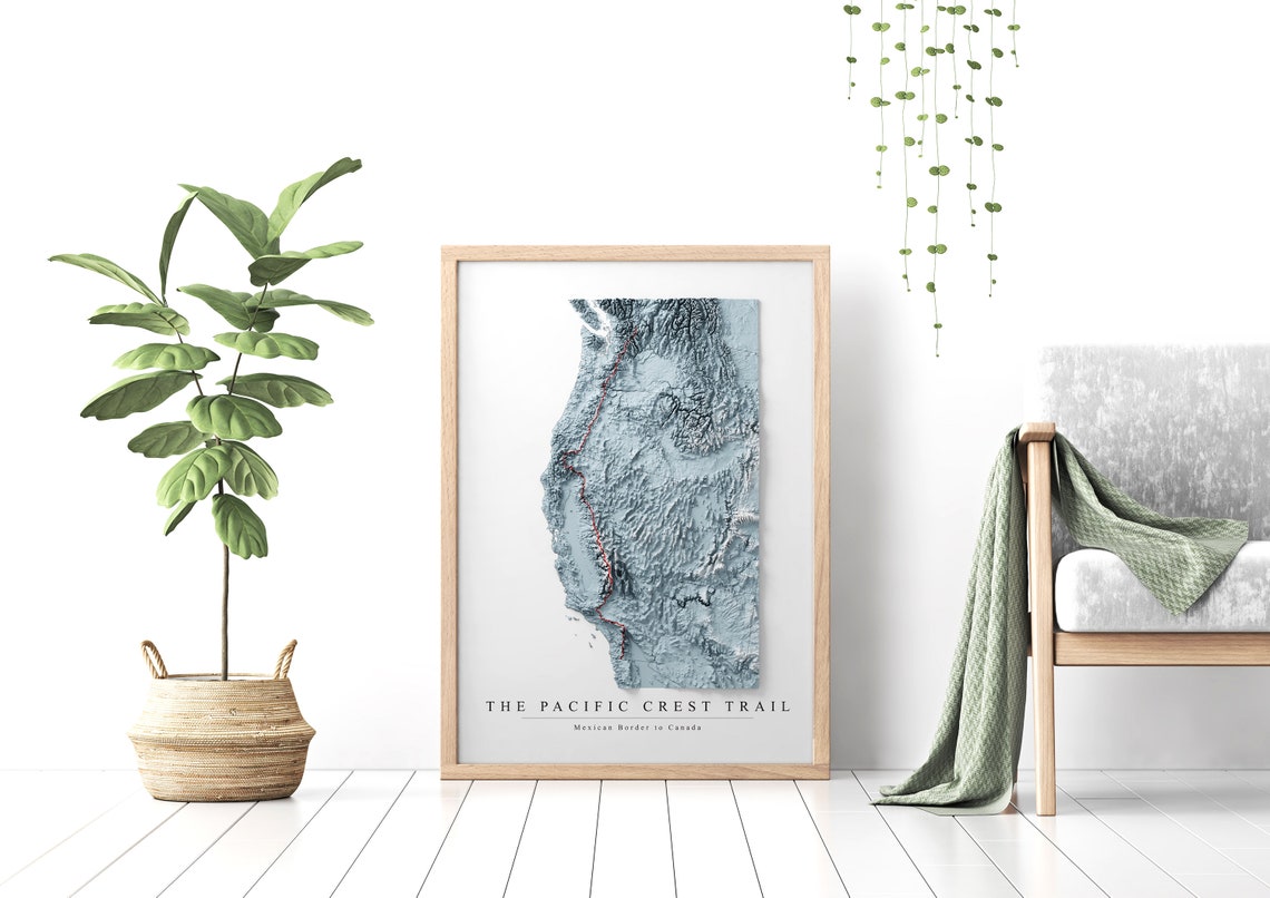 Pacific Crest Trail Map Detailed Sierra Nevada Mountain - Etsy