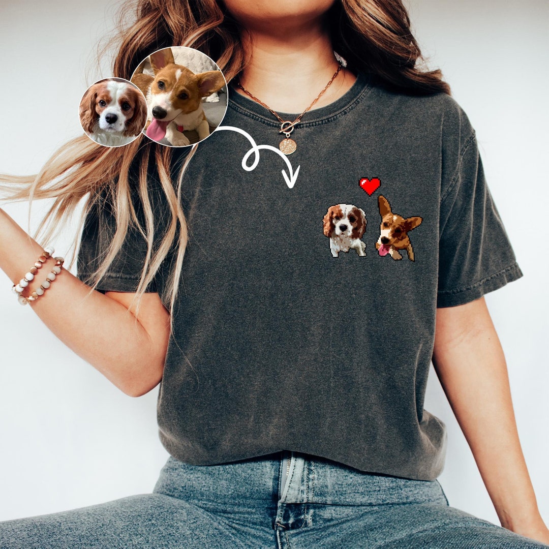 Dog and Cat Pixel Art From Photo Shirt, Dog T-shirt, Personalized Gift ...
