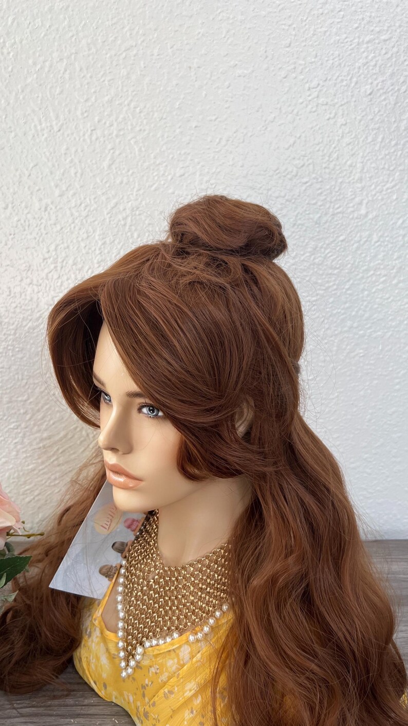 Belle Cosplay Wig, Long Curly Brown Heat-resistant Synthetic Wig - Etsy