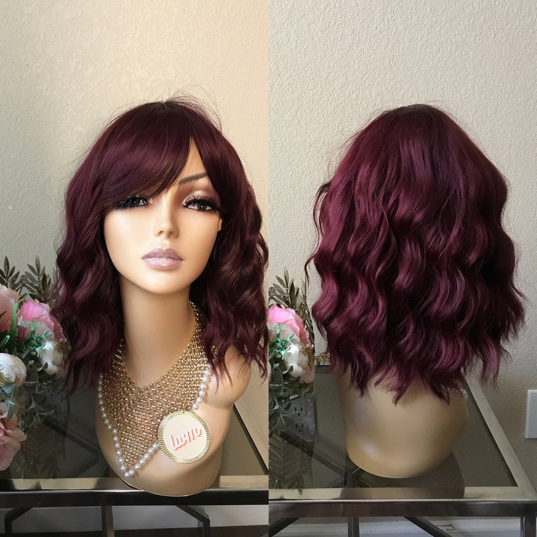 14'' Burgundy/wine Red Bobo Wig Little Wig Museum Hairloss, Alopeica ...