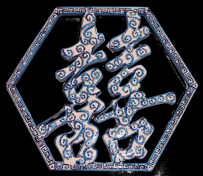 Double Happiness Shuang Xi Plaque for Weddings and Home - Etsy