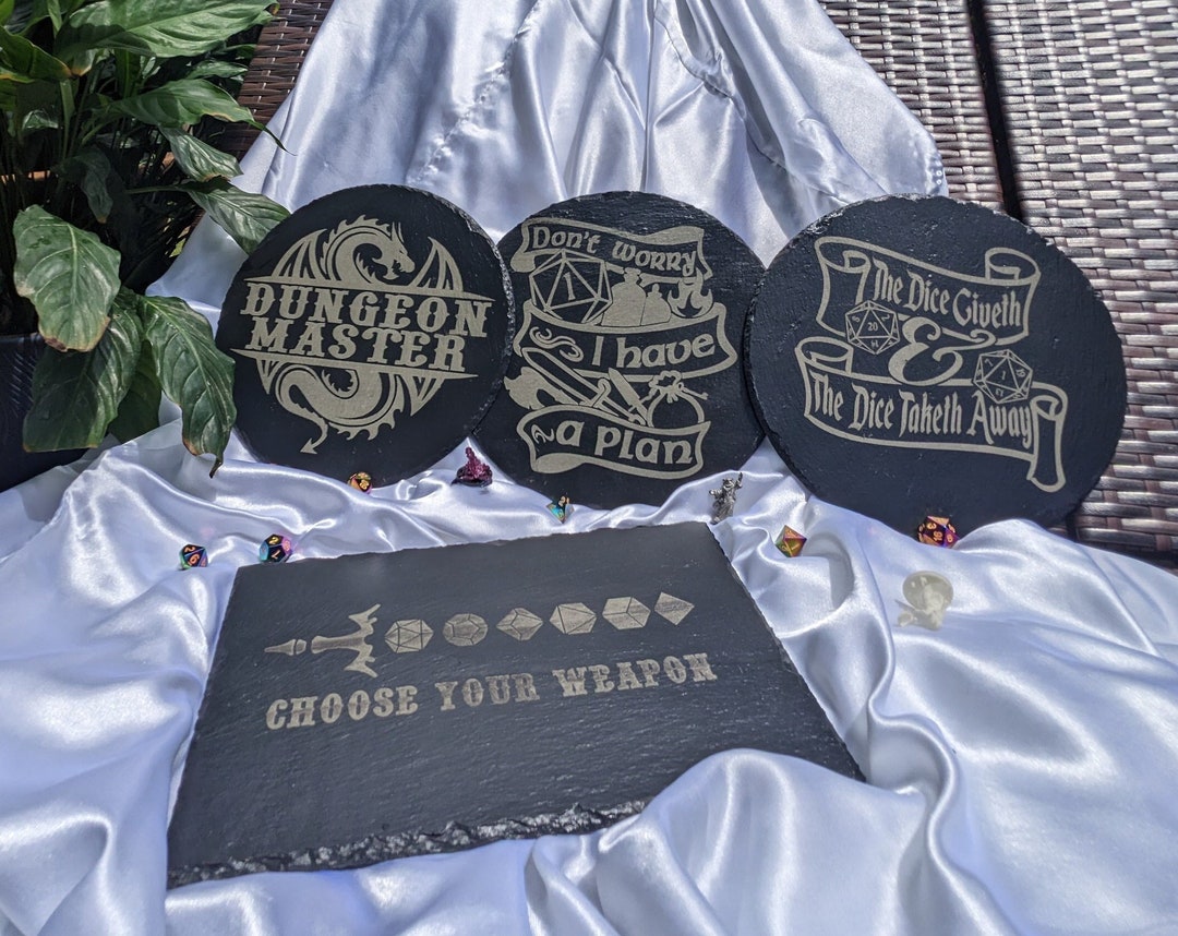 D&D, Dnd, Dungeons and Dragons Slate Stone Tray, Coaster, Board, Nerd ...