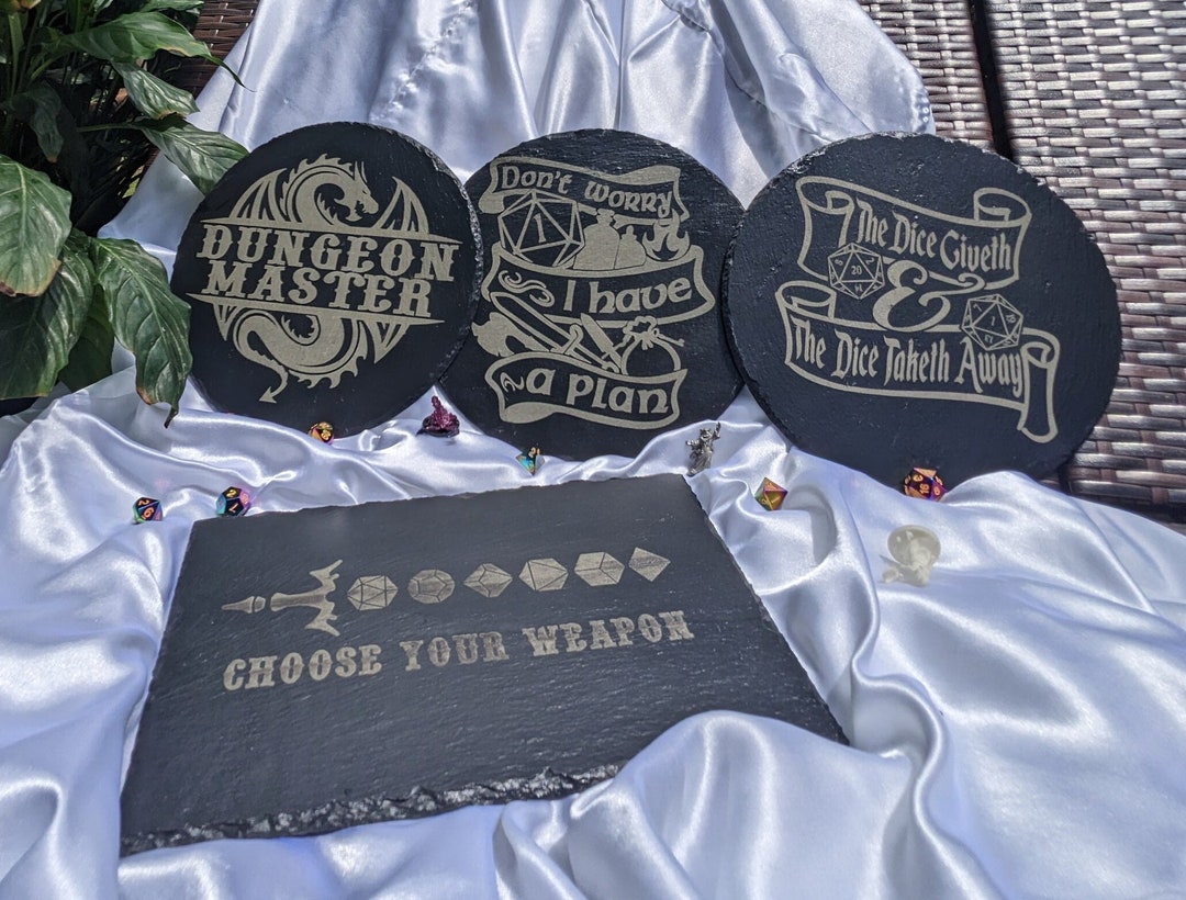 Dnd Slate Stone Valet Serving Tray Coaster Board Geek Nerd Gift, Friend ...