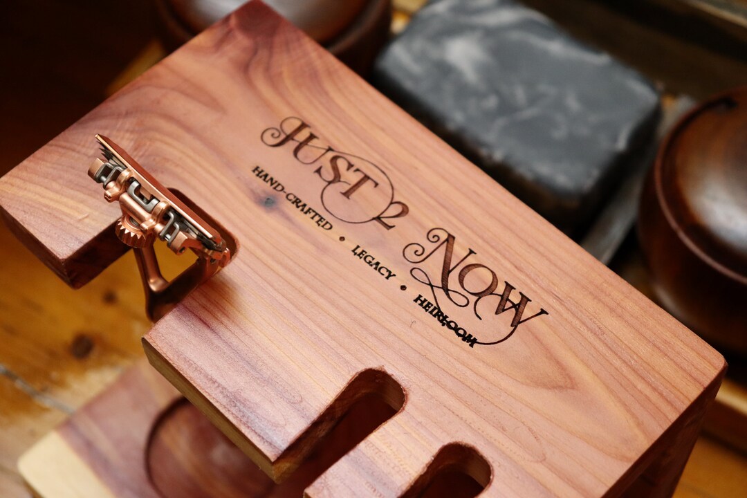 Men's Grooming Shaving Stand for Razors and Brushes, Premium Wood, Dad ...