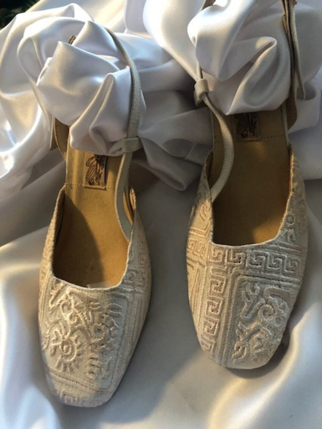 Cloth Greek Key Sling Back Pumps - Etsy