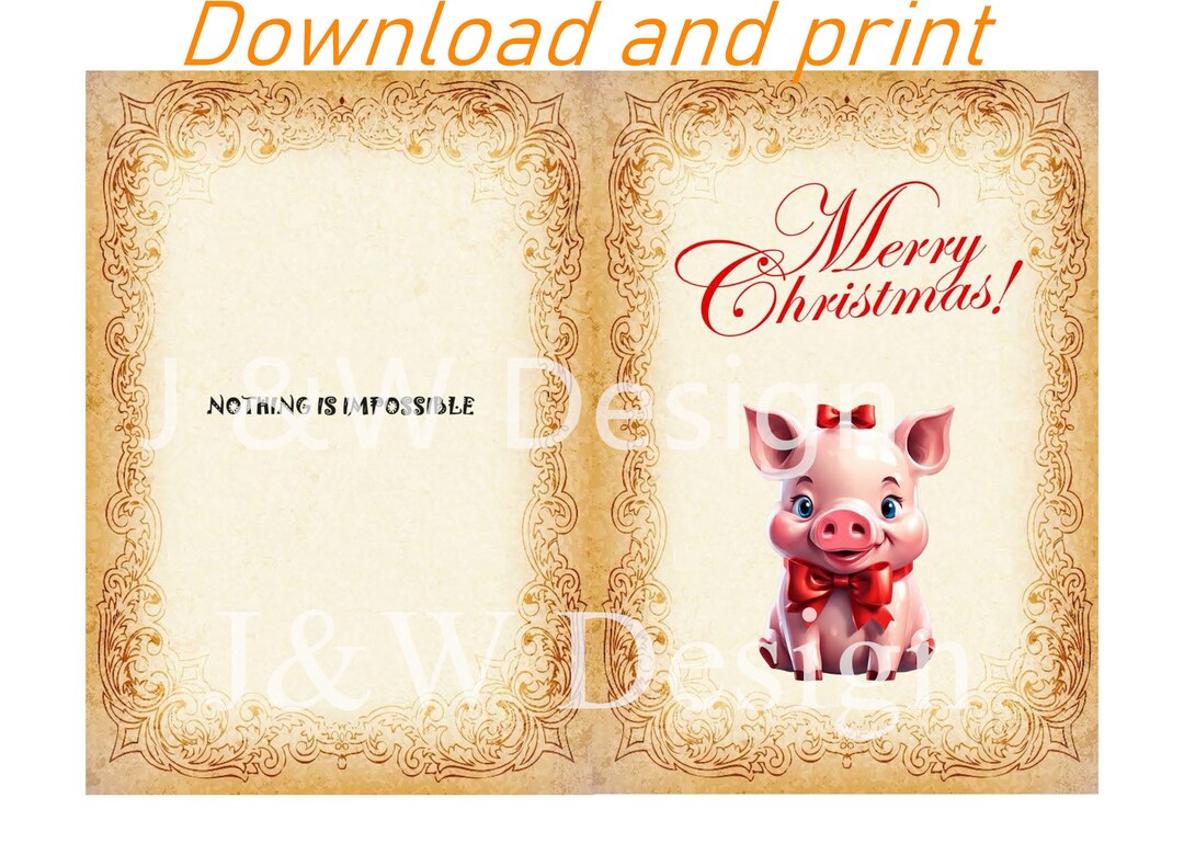 Printable Christmas Cards / Funny Holiday Cards Pig Image Download ...