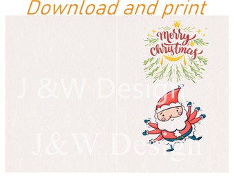 Digital Printable Christmas Cards / Funny Holiday Cards Santa Series ...