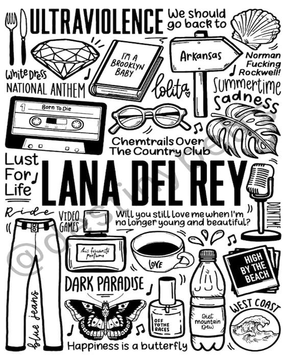 Lana Del Rey Lana Del Rey SVG Lana Del Rey Zeichnung SVG, 42% OFF