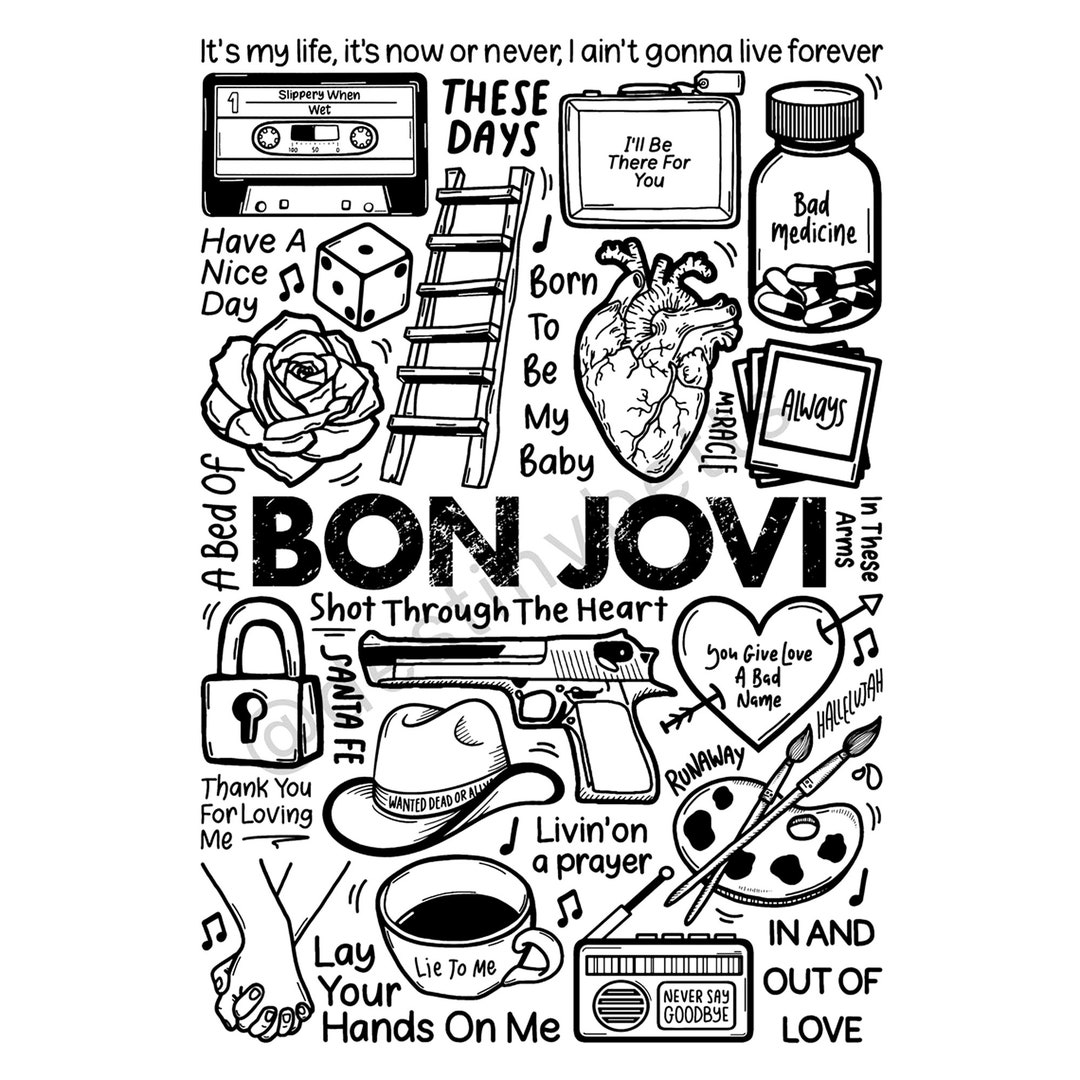 Bon Jovi Bon Jovi SVG Bon Jovi Drawing Svg Bon Jovi Print - Etsy