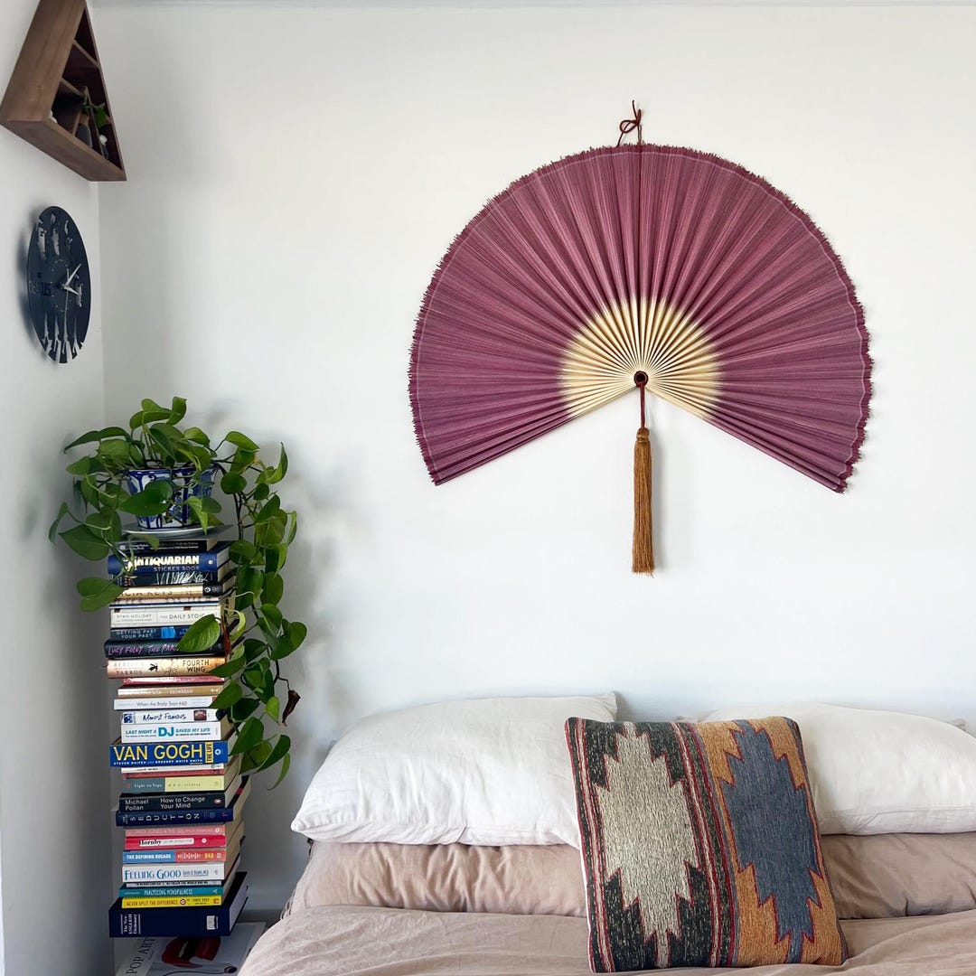 Wall Fan Decor, Bamboo Decorative Fans, Handcrafted Bamboo Fan, Boho ...