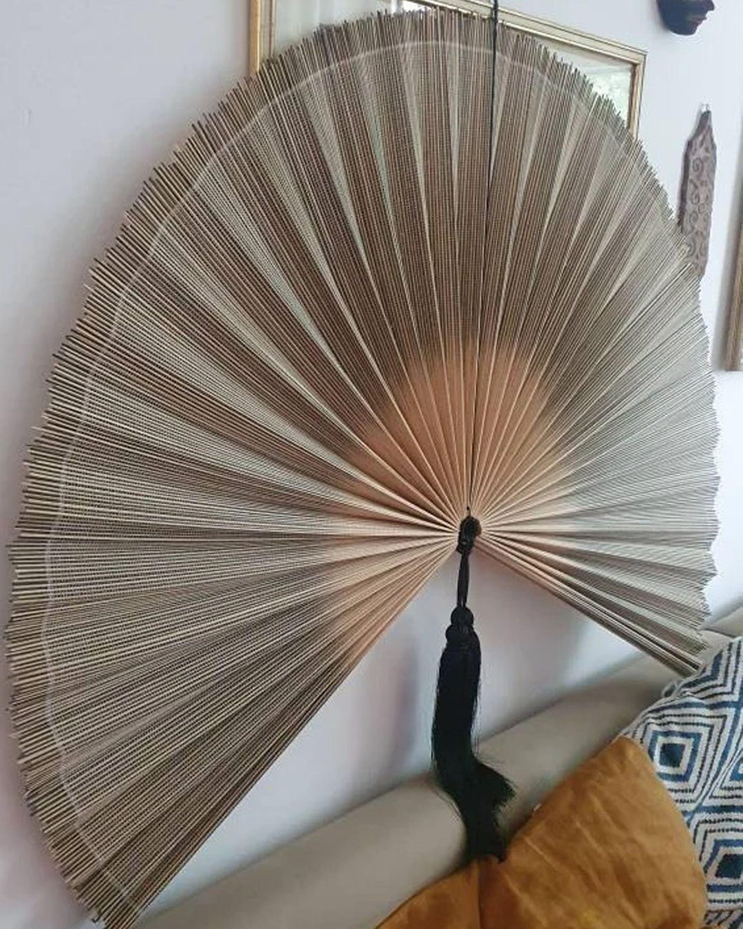 Wall Fan Decor, Bamboo Decorative Fans, Handcrafted Bamboo Fan, Boho ...