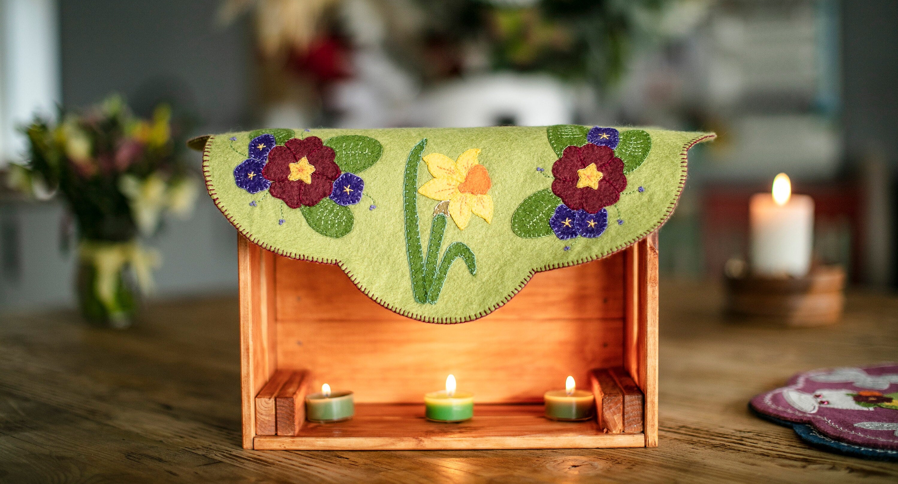Spring Flowers Candle Mat/ Vase Mat / Penny Rug DIGITAL - Etsy