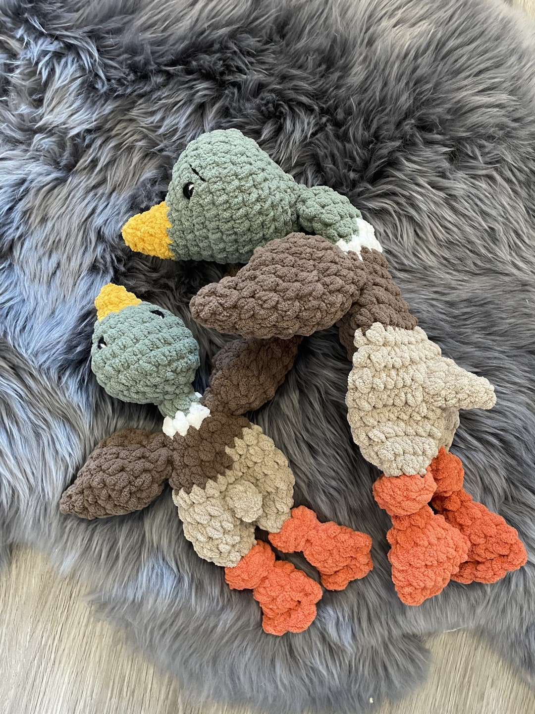 READY MADE | Crochet Mallard Snuggler | Knotted Lovey Duck | Mini ...