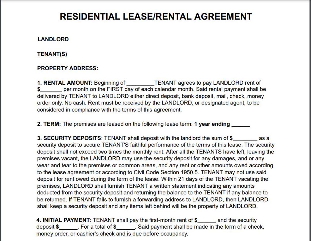 Residential LEASE AGREEMENT Detailed to Protect YOUR Investment - Etsy