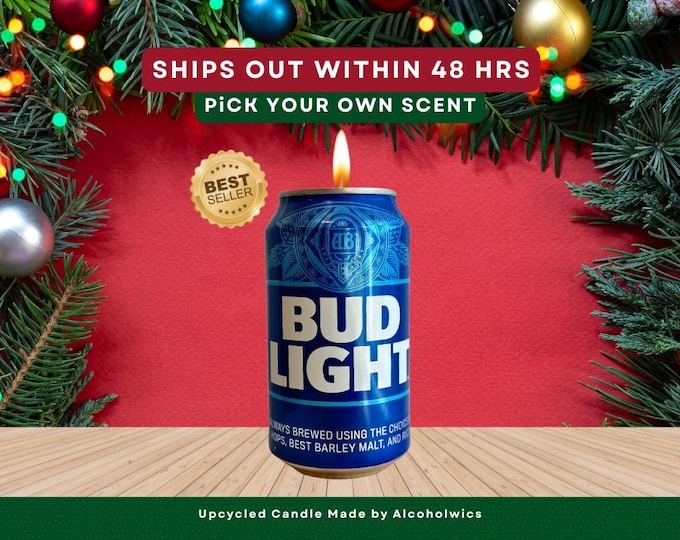 Bud Light Beer Can Candle, Upcycled Beer Lover Gift, Custom Scent Soy ...