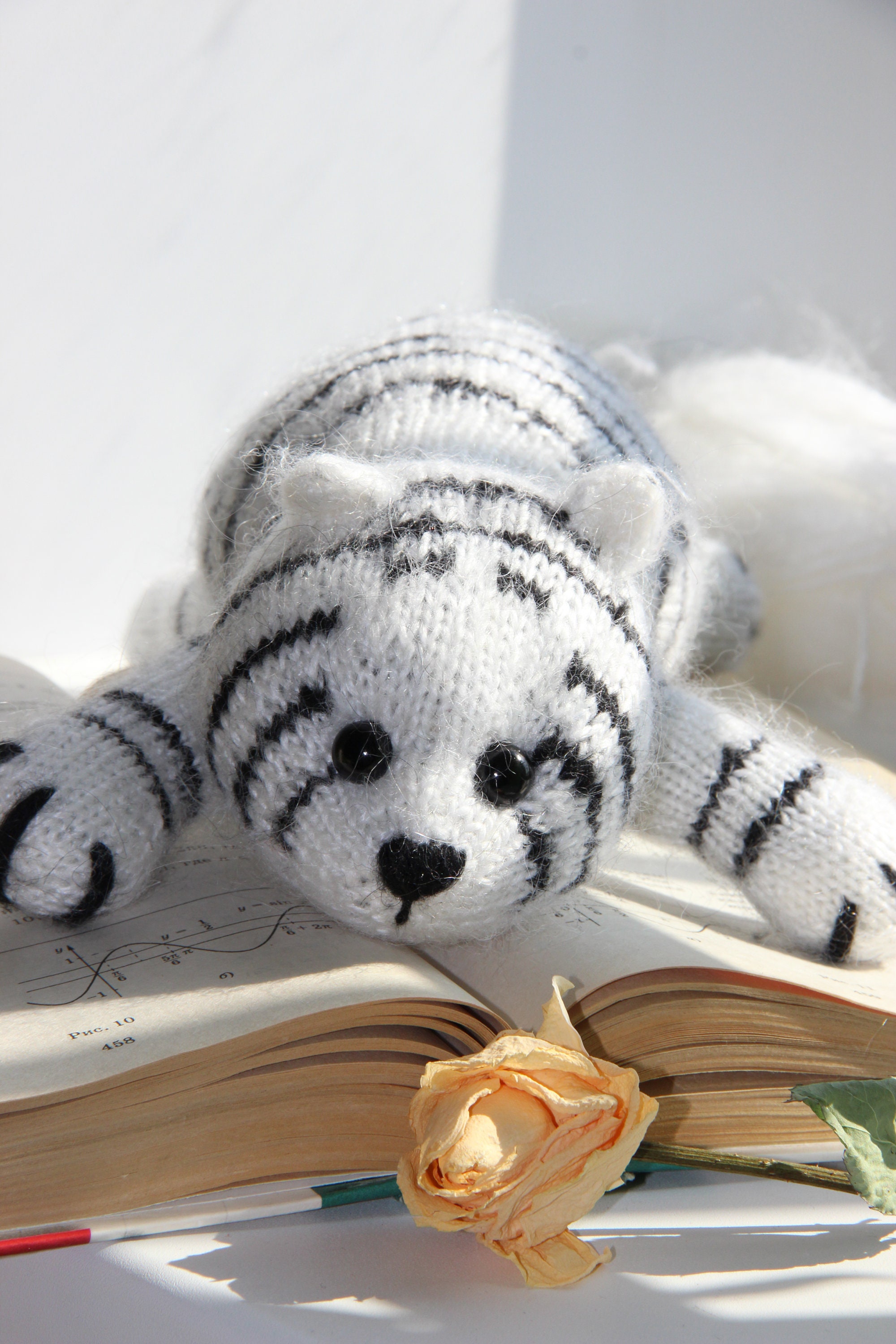 White tiger toy knitting pattern tiger realistic stuffed | Etsy