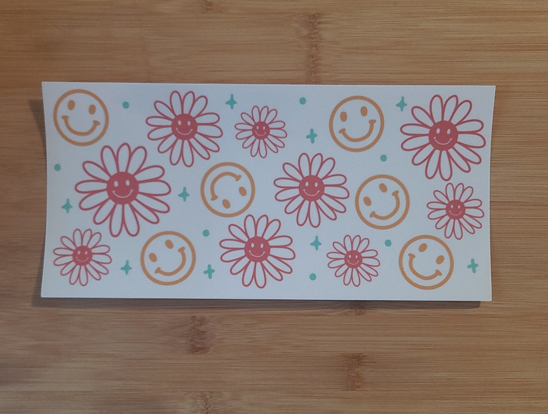 UV DTF Retro Flower Wrap,16 Oz Cup Wrap. Ready to Apply,ready to Use ...