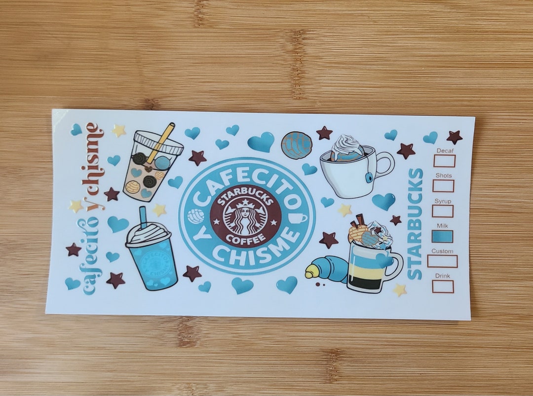 Cafecito and Chisme Cup Wrap,blue Pan Dulce DTF Ready to Apply 16 Oz ...