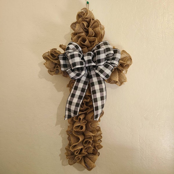 Burlap Cross Wreath - Etsy
