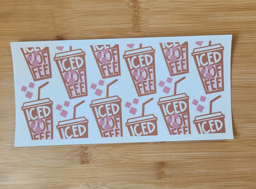 Iced Coffee Cup Wrap, UV DTF Ready to Apply 16 Oz Cup Wrap,coffee Cup ...