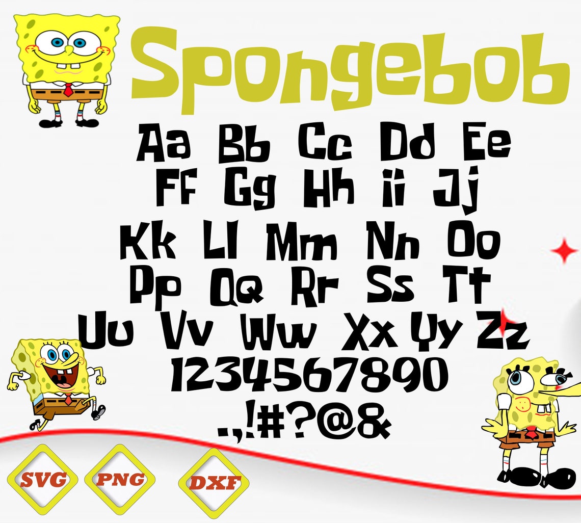 Sponge Bob svg dxf Sponge Bob font Sponge Bob alphabet | Etsy