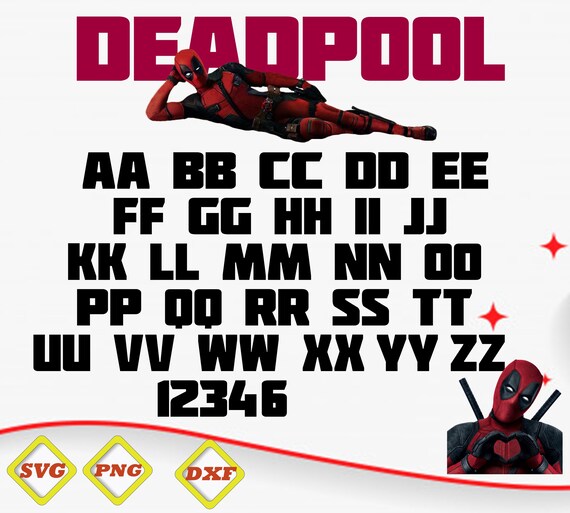 Deadpool font svg dxf Deadpool alphabet numbers | Etsy