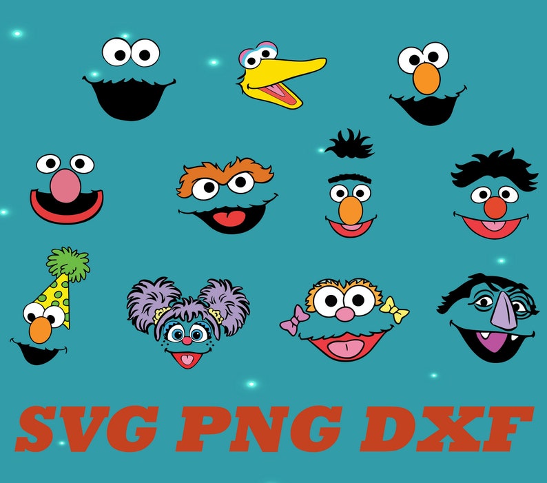Sesame Street Face Svg Dxf Png Sesame Street Cricut Bundle Etsy The