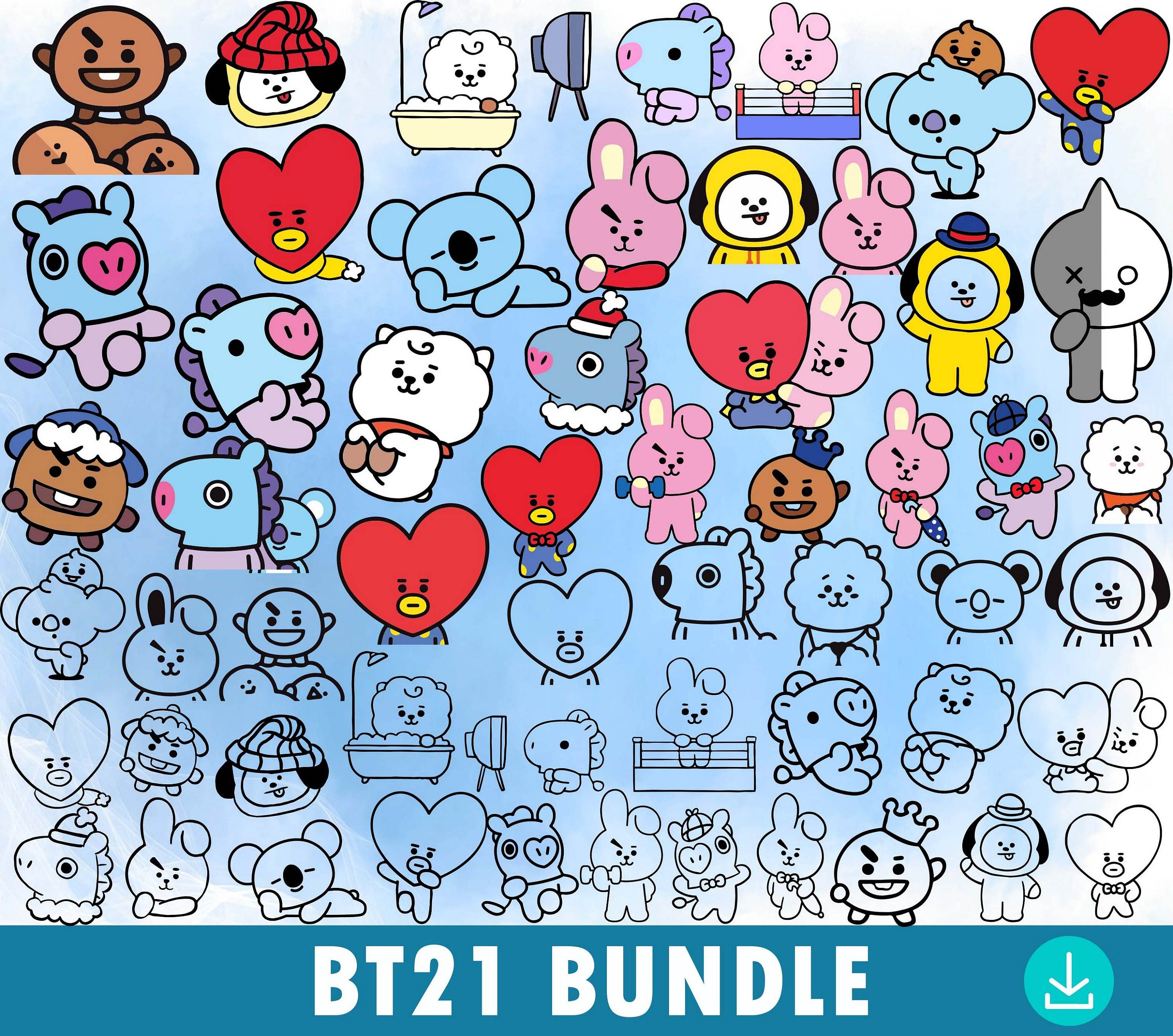 Bt21 svg dxf png bt21 svg bundel clipart cricut cut | Etsy