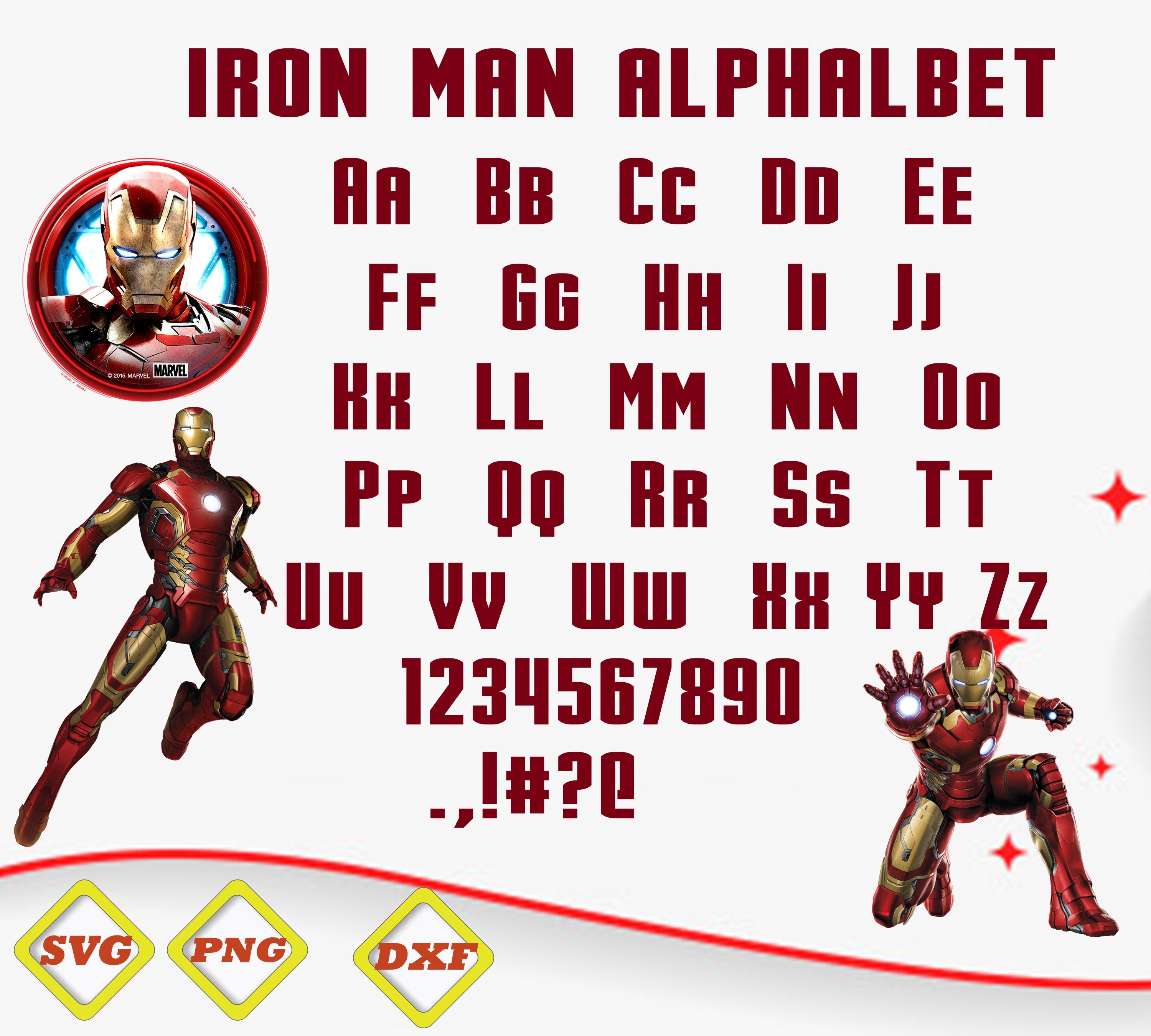 Iron man svg dxf Iron man fuente alfabeto Iron man | Etsy
