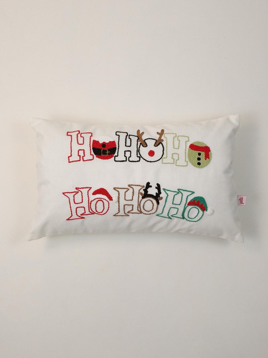 Galia - Multi-character “ho Ho Ho” Pillow – Playful Holiday Lumbar ...