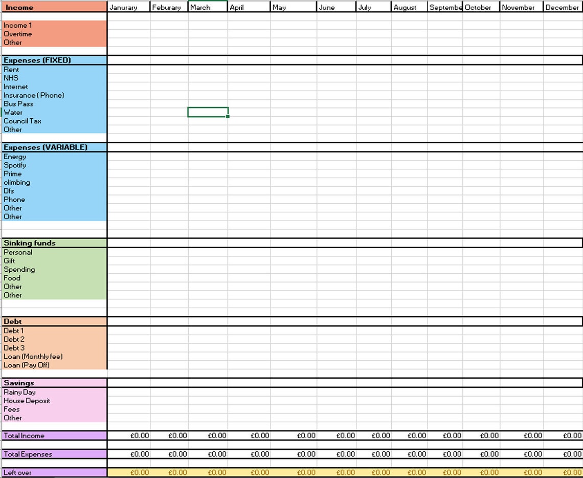 Editable Digital Spreadsheet - Budget - Excell - Finances - Etsy