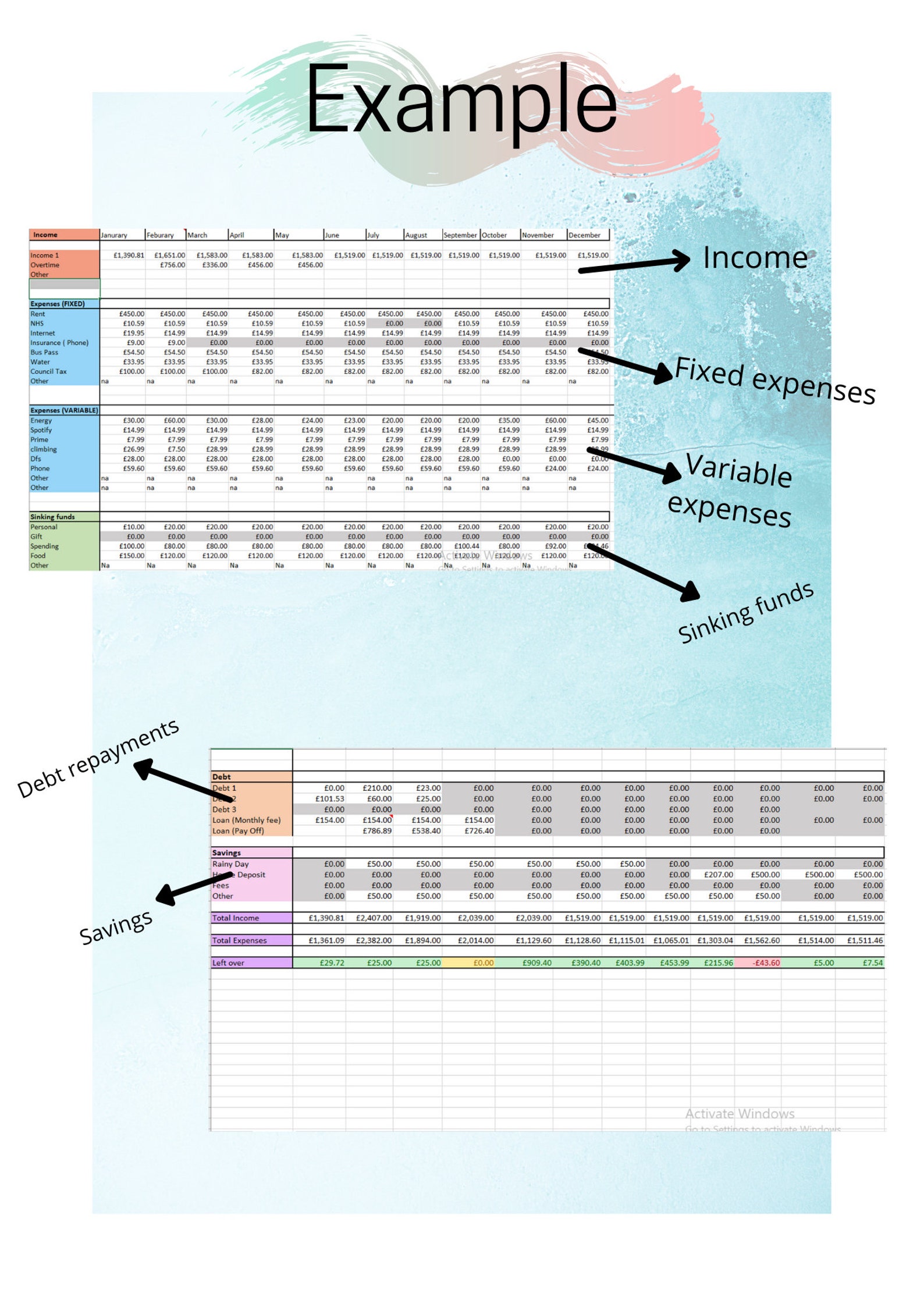 Editable Digital Spreadsheet - Budget - Excell - Finances - Etsy