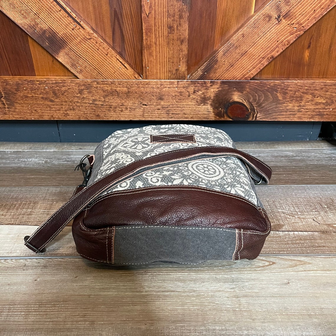 Freaky Leather and Upcycled Canvas Shoulder/crossbody Bag | Etsy