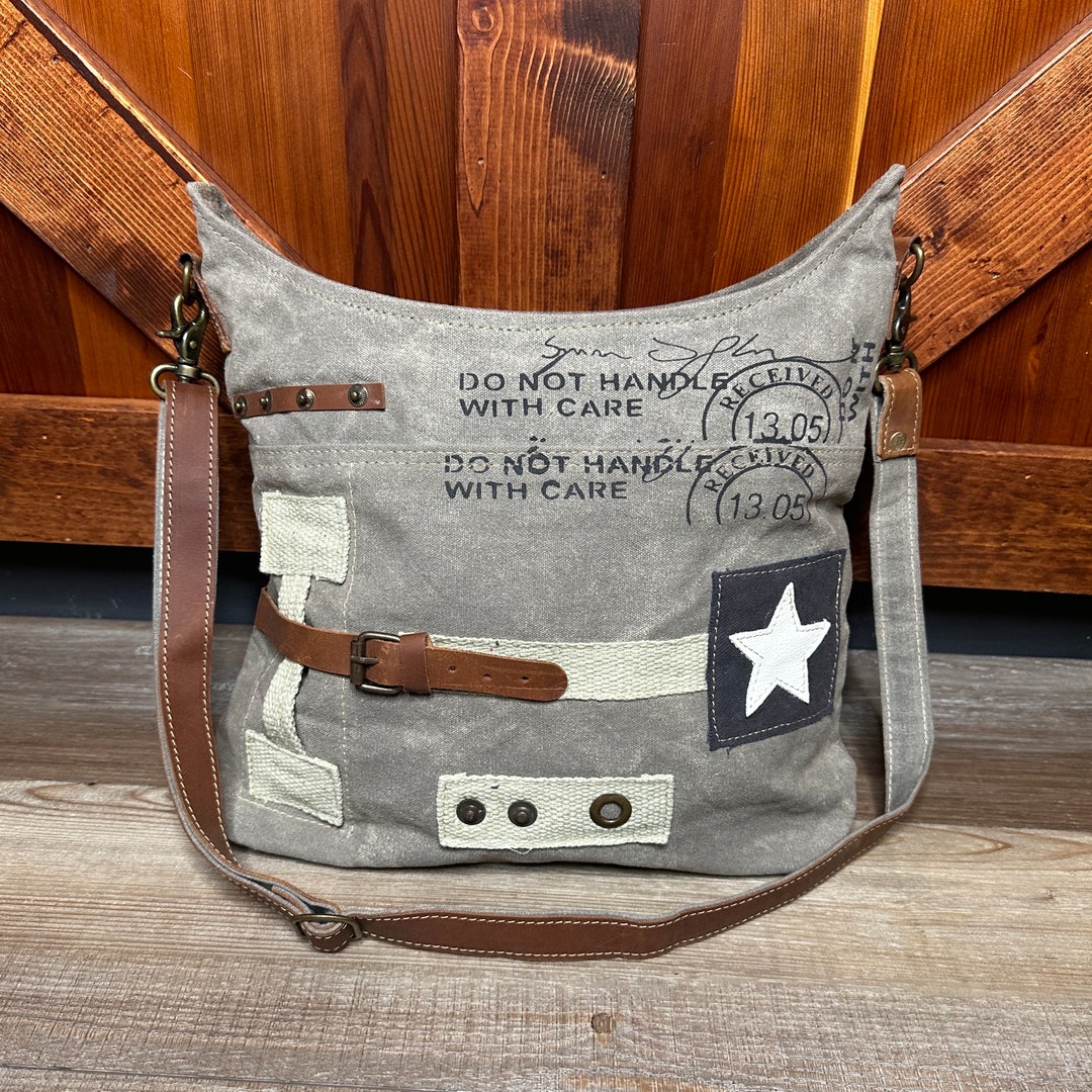Guiding Star Shoulder Bag Upcycled Canvas Purse Vintage Inspired - Etsy