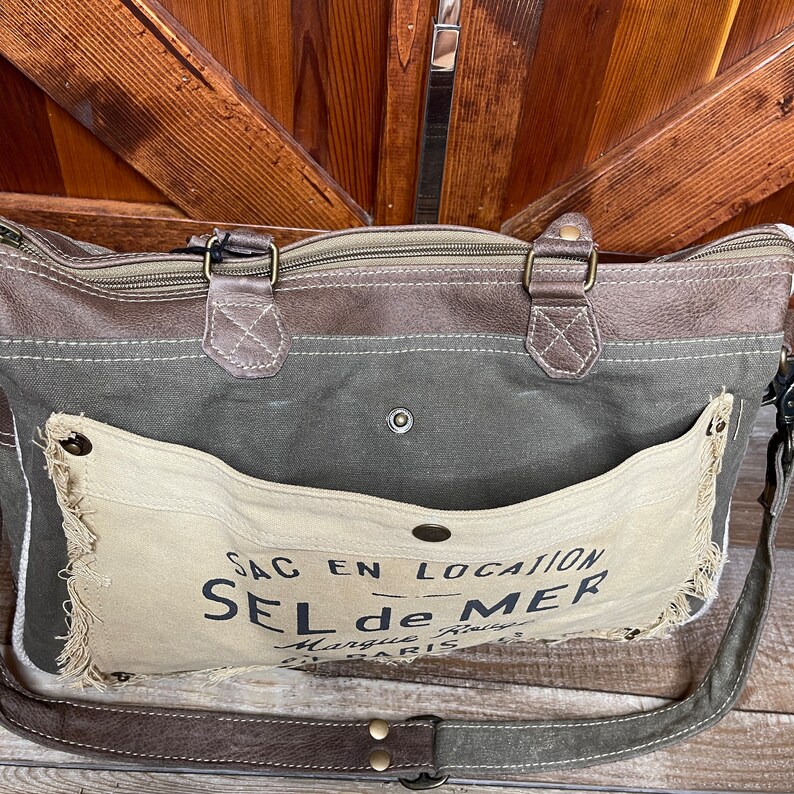 Sel De Mer Messenger Bag Laptop Bag Upcycled Canvas - Etsy