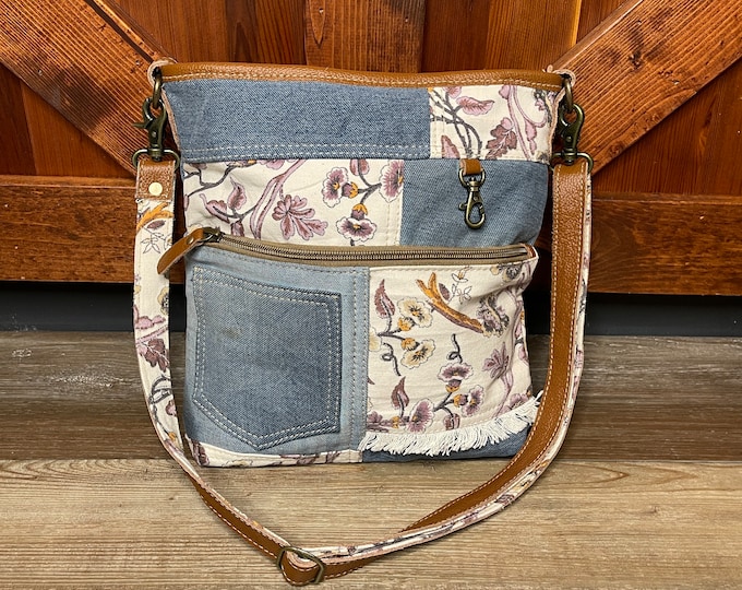 Traverse Floral Denim Crossbody Upcycled Canvas Purse - Etsy